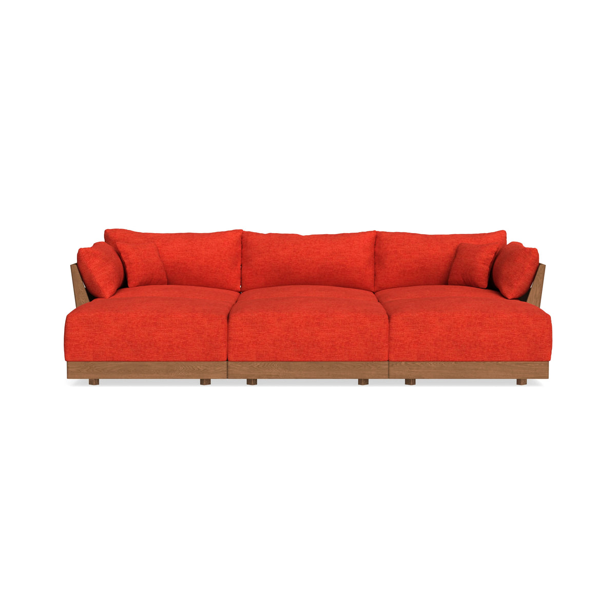 Modular Bondi Espresso 3-Seater Daybed Sofa Sectional in Poppy Orange ...