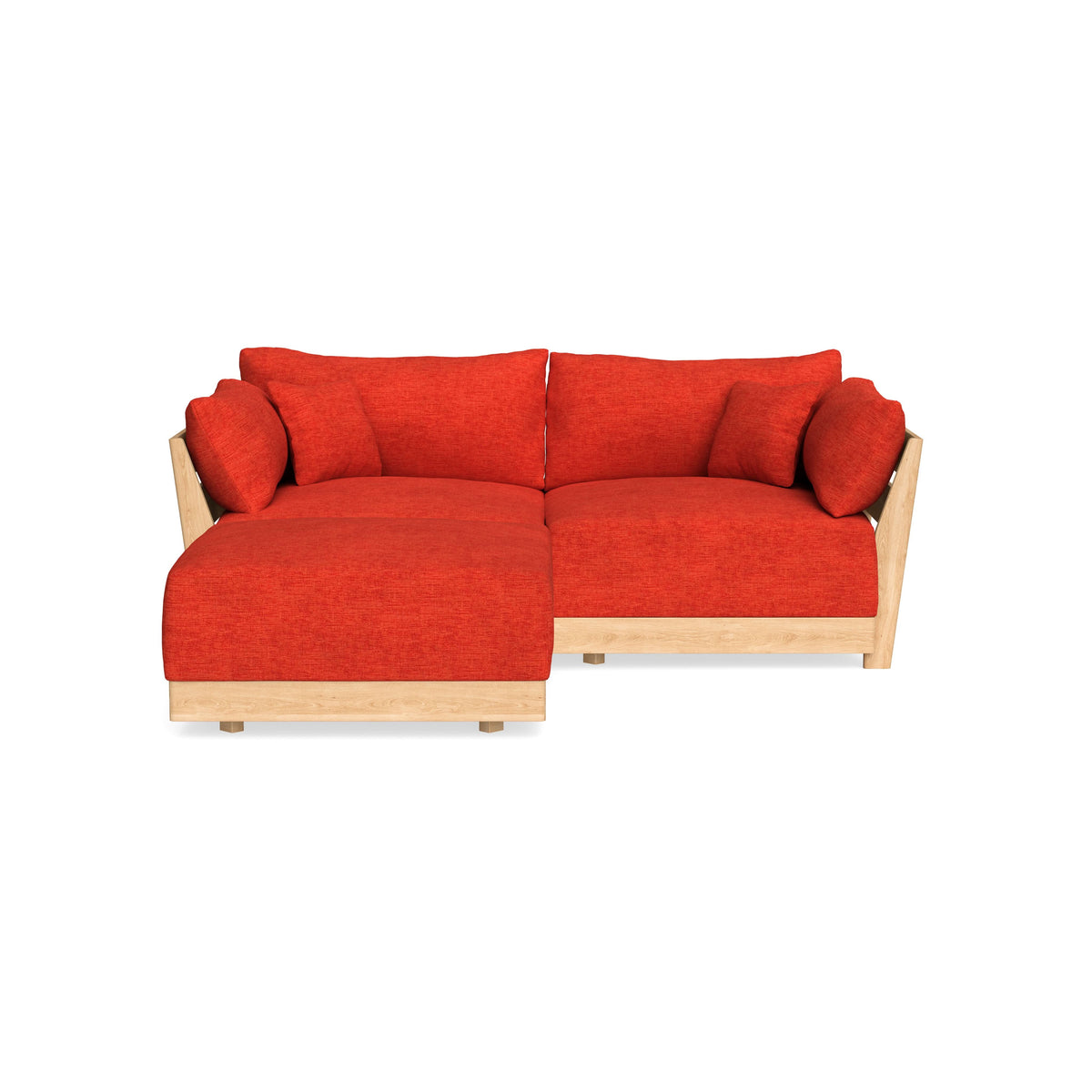 Modular Bondi Latte 2-Seater Sectional in Poppy Orange | Memory Foam B ...