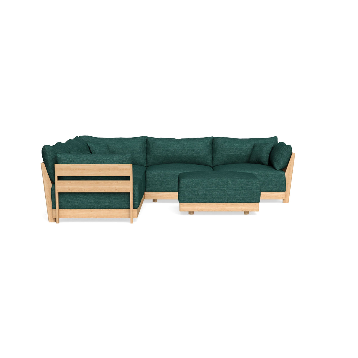 Modular Bondi Latte 5-Seater Corner Sectional + Ottoman in Forest Gree ...