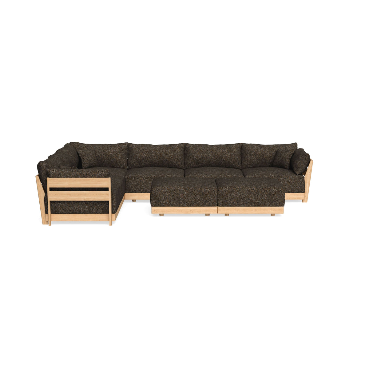 Modular Bondi Latte 6-Seater Corner Sectional + Bench Ottoman in Phant ...