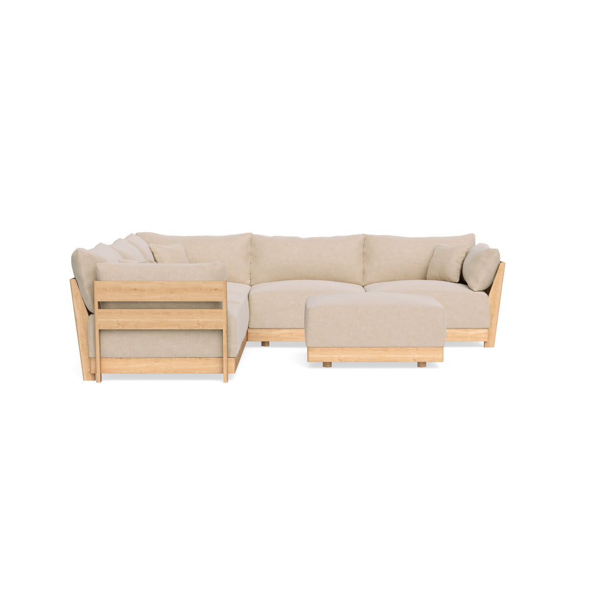 Modular Bondi Latte 5-Seater Corner Sectional + Ottoman in Vanilla | C ...