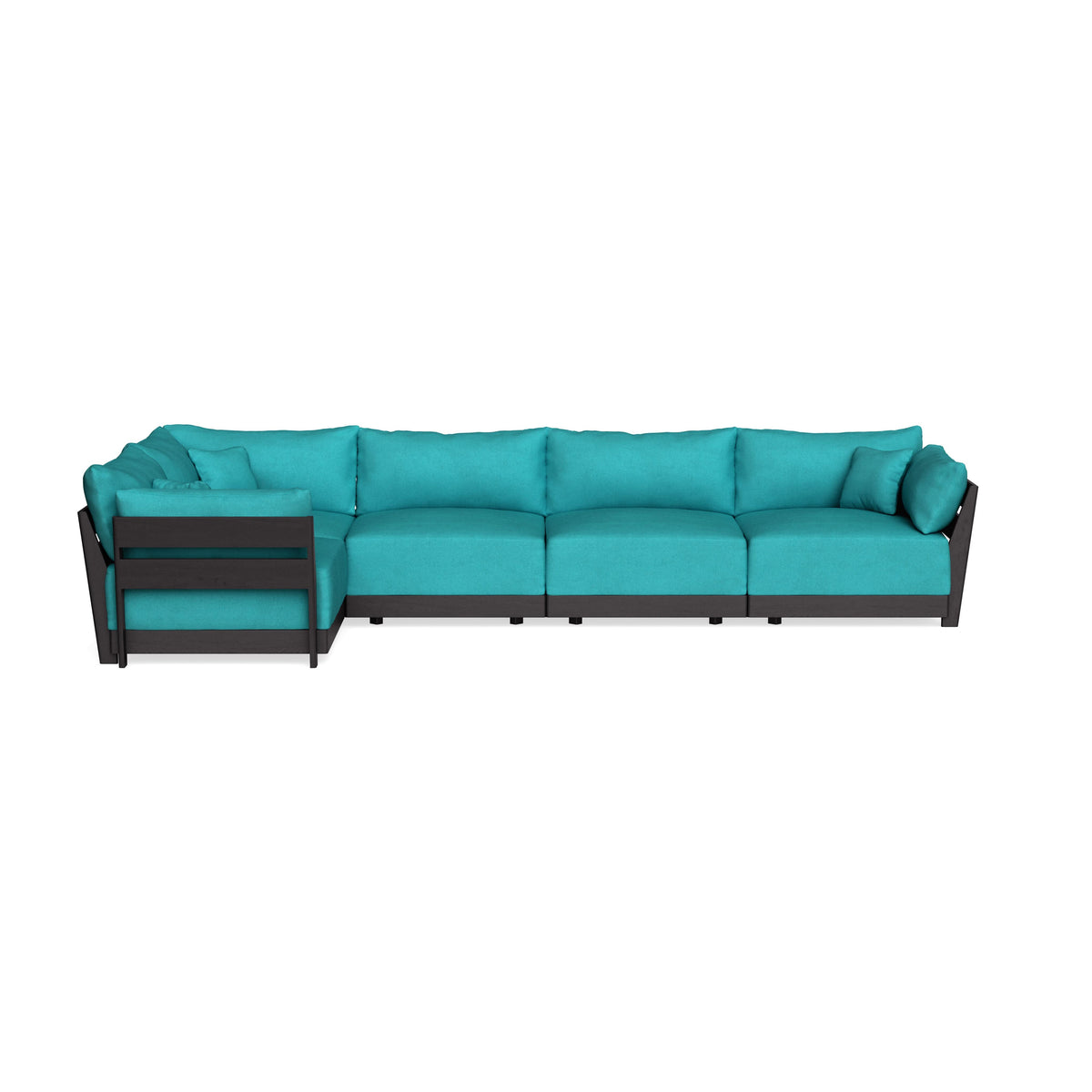 Modular Bondi Black 5-Seater L-Sectional in Pool | Memory Foam Blend ...