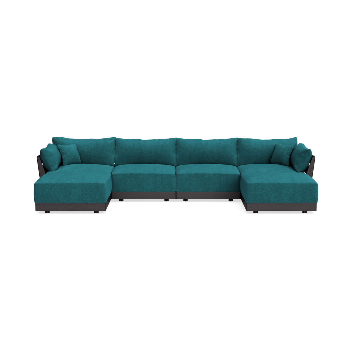 Modular Bondi Black 4-Seater U-Sectional in Ocean | Memory Foam Blend ...