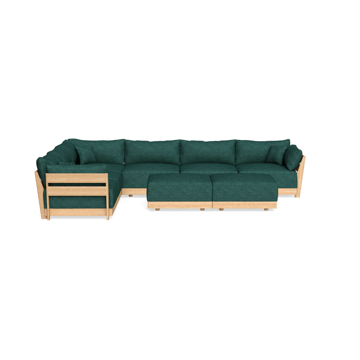 Modular Bondi Latte 6-Seater Corner Sectional + Bench Ottoman in Fores ...