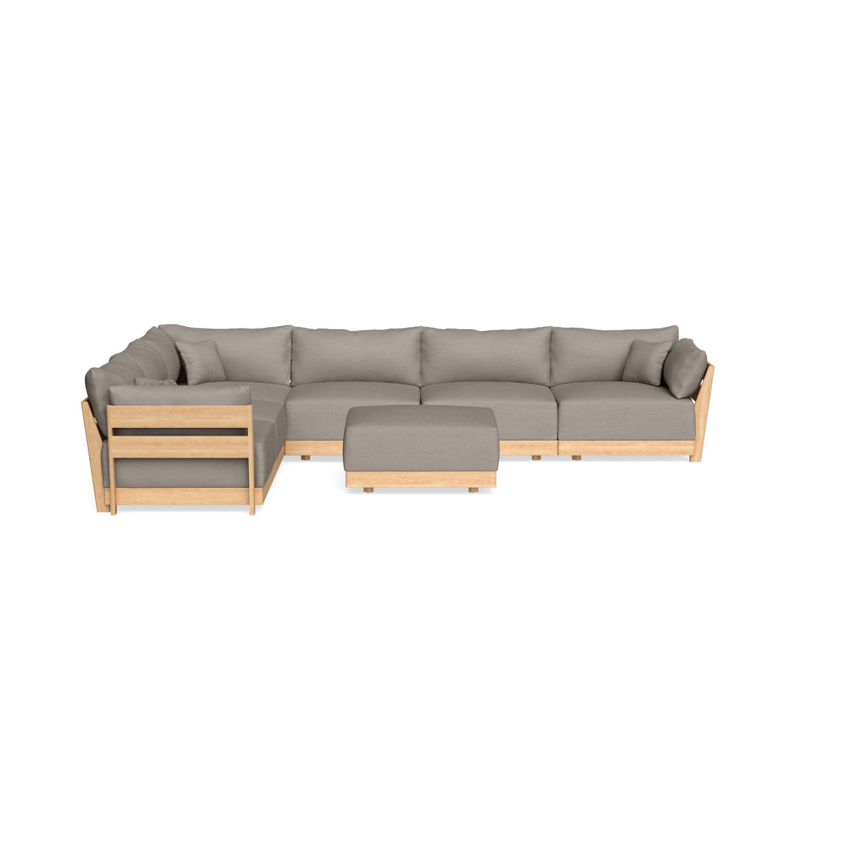 Modular Bondi Latte 6-Seater Corner Sectional + Ottoman in Cinder Gray ...