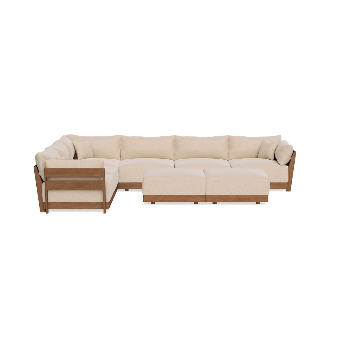 Modular Bondi Espresso 6-Seater Corner Sectional + Bench Ottoman in Va ...