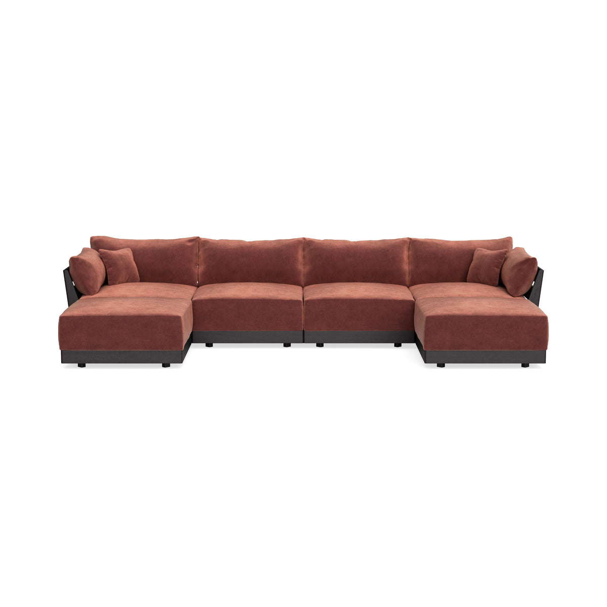 Modular Bondi Black 4-Seater U-Sectional in Spice | Memory Foam Blend ...