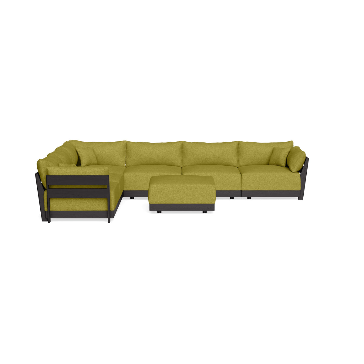 Modular Bondi Black 6-Seater Corner Sectional + Ottoman in Avocado | C ...