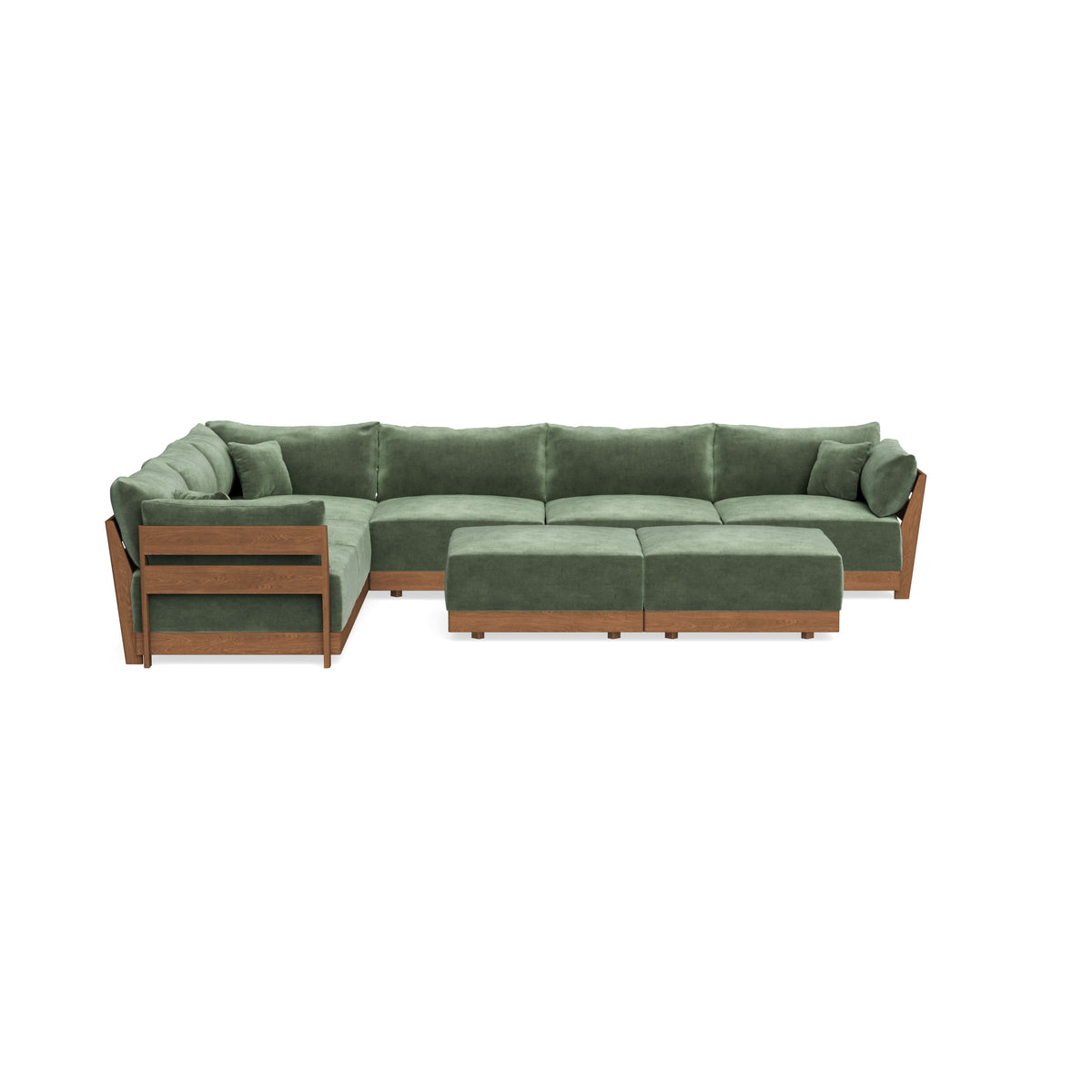Modular Bondi Espresso 6-Seater Corner Sectional + Bench Ottoman in Ro ...