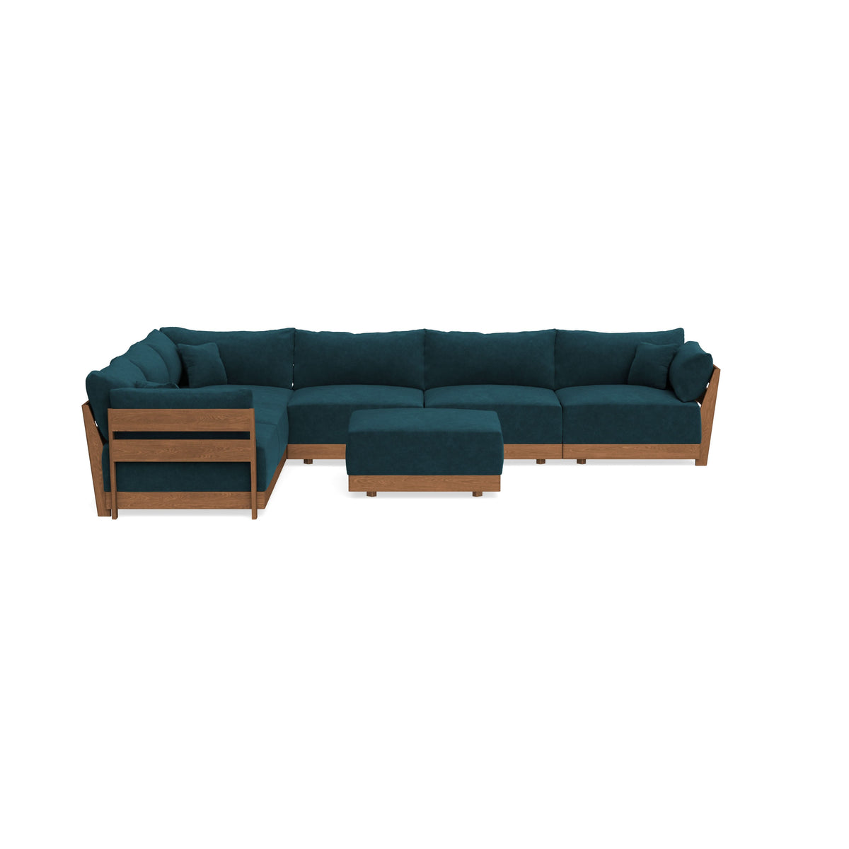 Modular Bondi Espresso 6-Seater Corner Sectional + Ottoman in Indigo | – Inside Weather