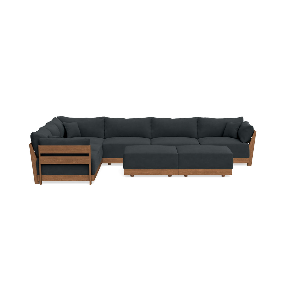 Modular Bondi Espresso 6-Seater Corner Sectional + Bench Ottoman in Ob ...