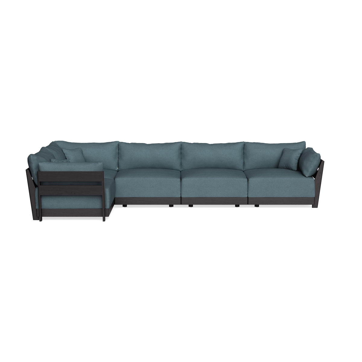 Modular Bondi Black 5-Seater L-Sectional in Slate Blue | Memory Foam B ...