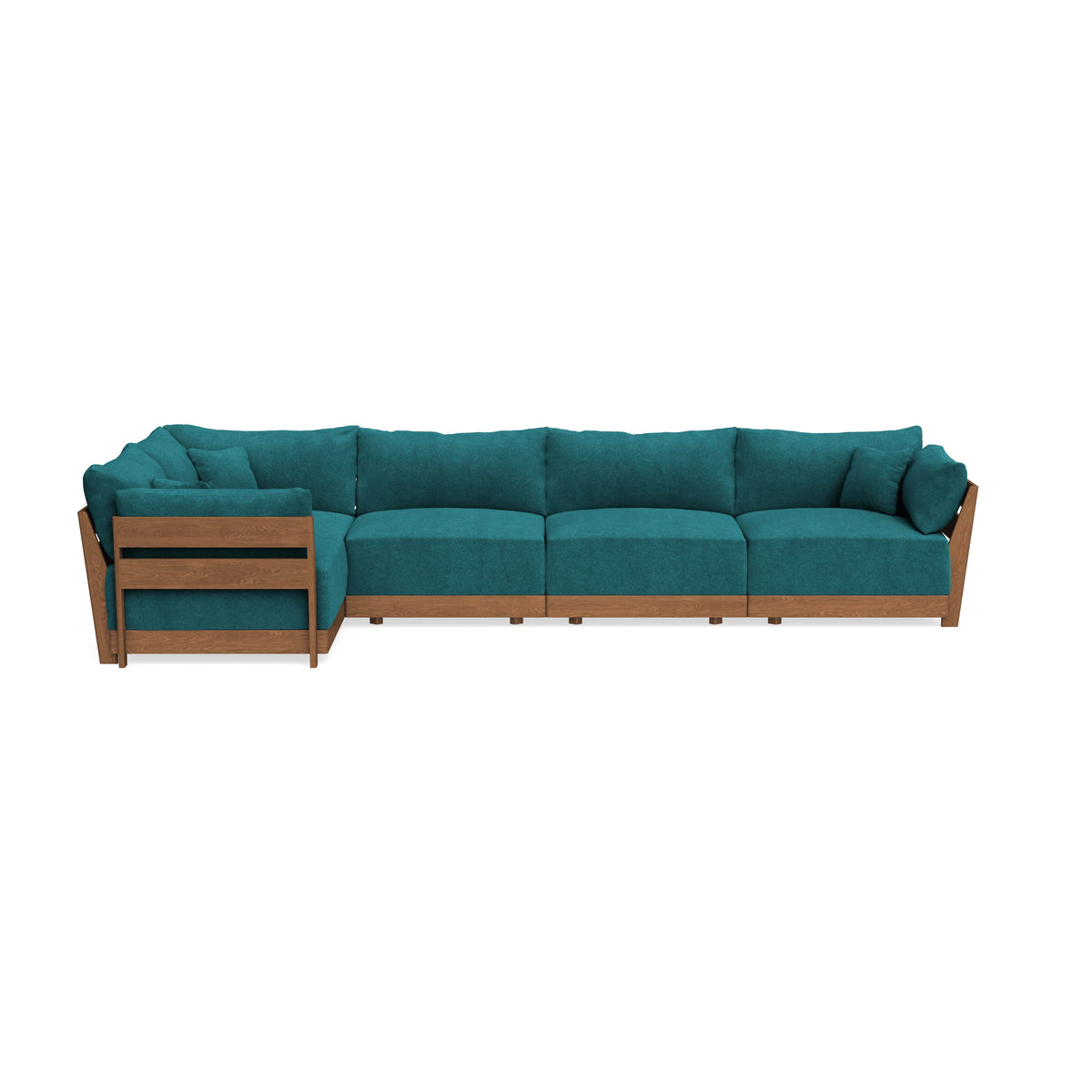 Modular Bondi Espresso 5-Seater L-Sectional in Ocean | Classic Blend ...